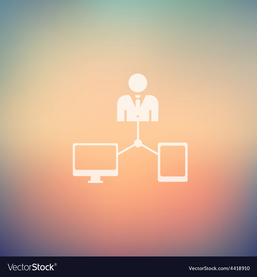 Man with monitor and tablet in flat style icon Vector Image