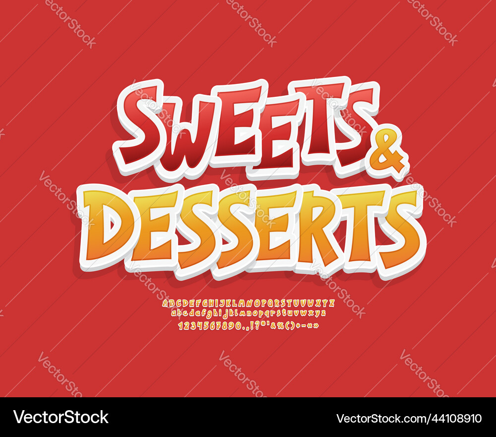 Modern 3d label sweets and desserts for candy Vector Image
