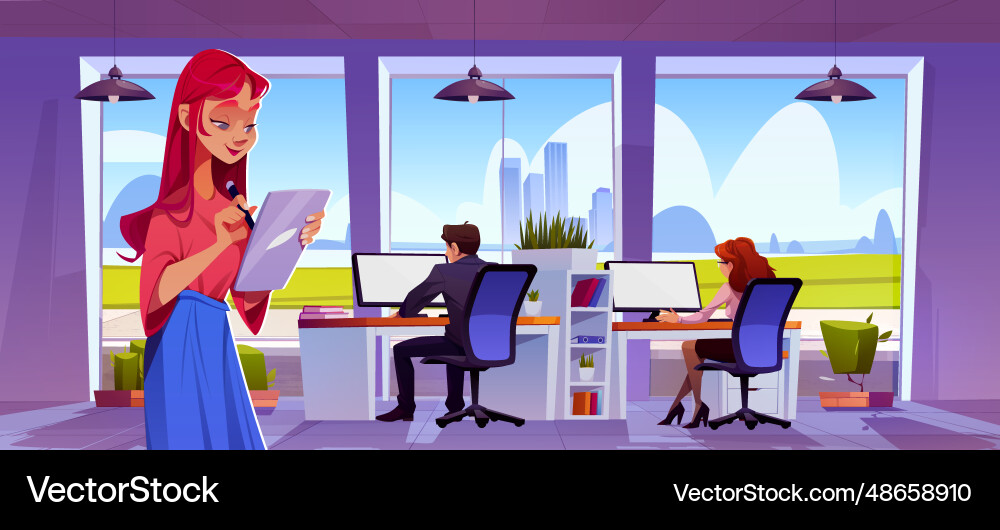 People working in modern company office Royalty Free Vector