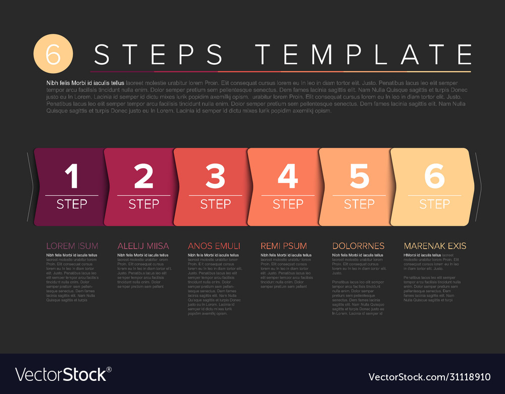Progress six steps template Royalty Free Vector Image