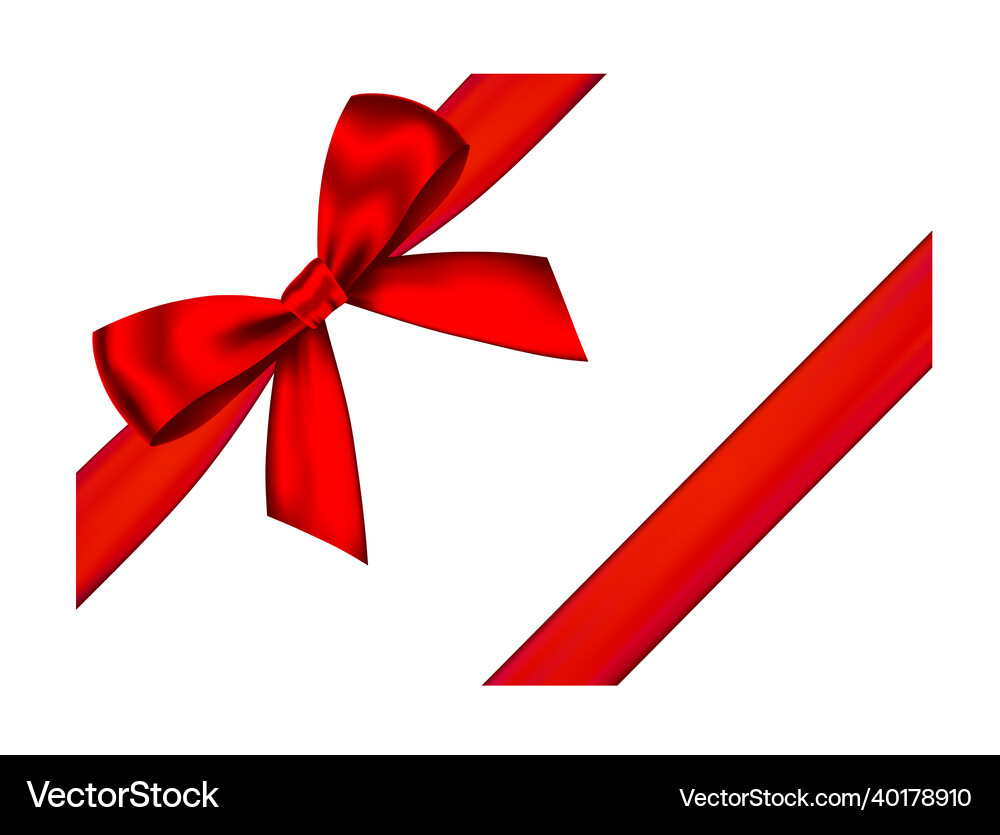 Red realistic gift bow with horizontal ribbon Vector Image