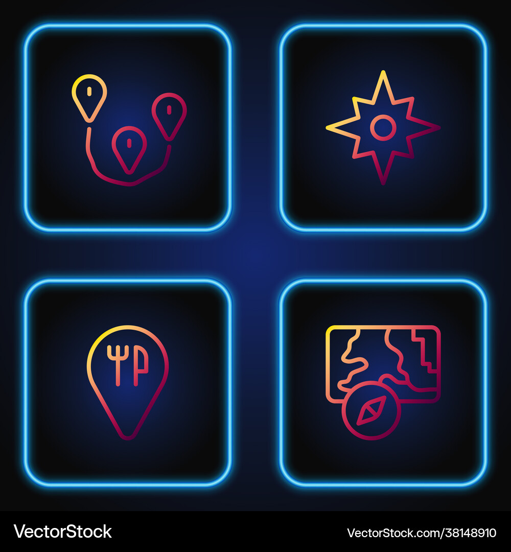 Set line city map navigation cafe and restaurant Vector Image