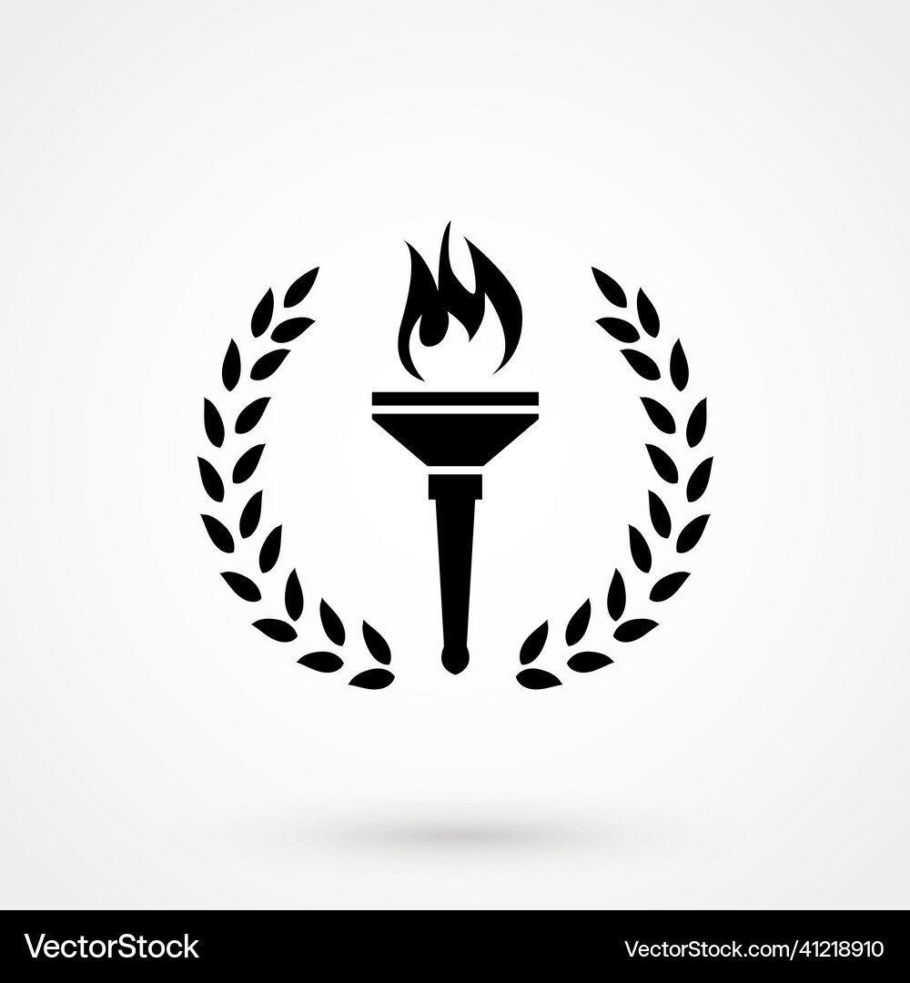 Silhouette torch with laurel wreath Royalty Free Vector