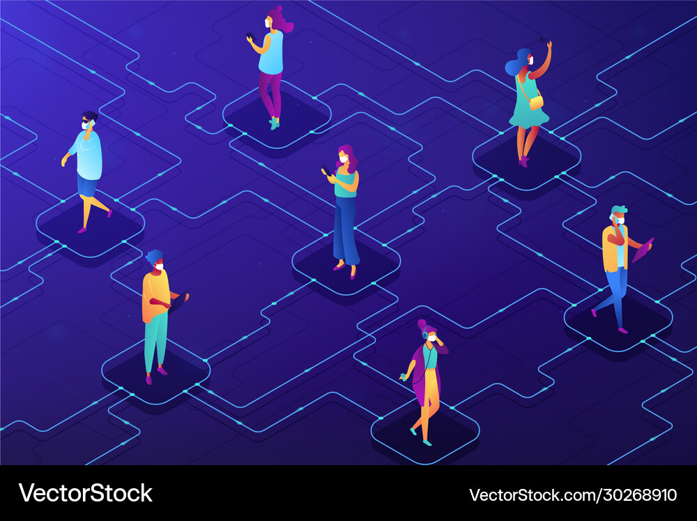Social distancing isometric Royalty Free Vector Image