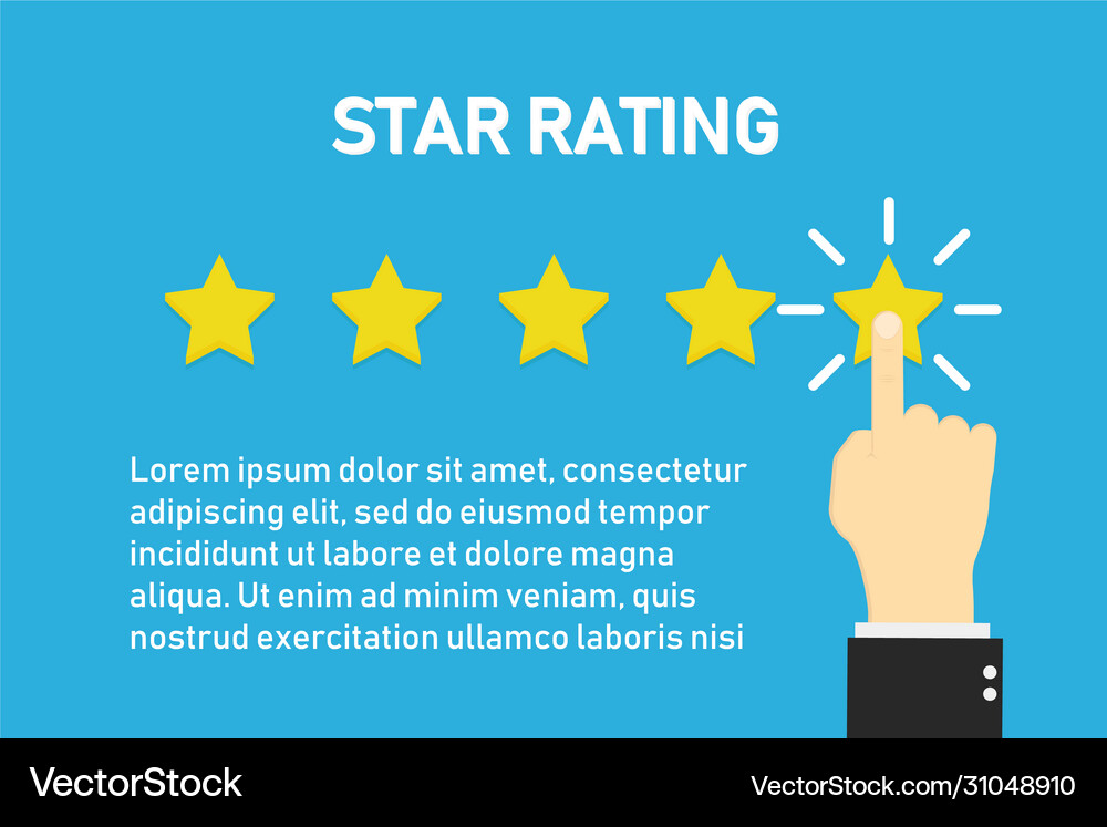 Star rating hand finger on feedback Royalty Free Vector