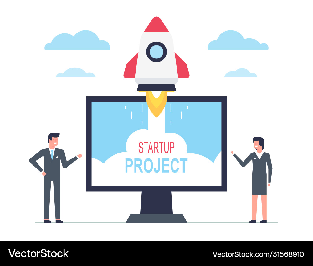 Successful launch startup Royalty Free Vector Image