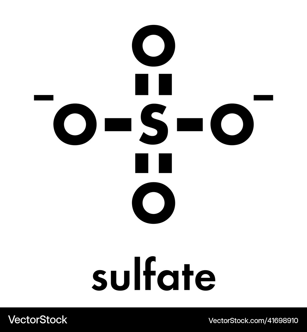 Sulfate anion chemical structure skeletal formula Vector Image