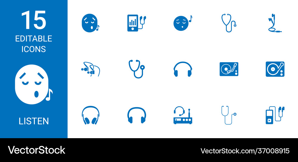 15 listen icons Royalty Free Vector Image - VectorStock