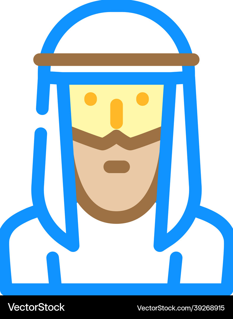 Arab muslim guy color icon Royalty Free Vector Image