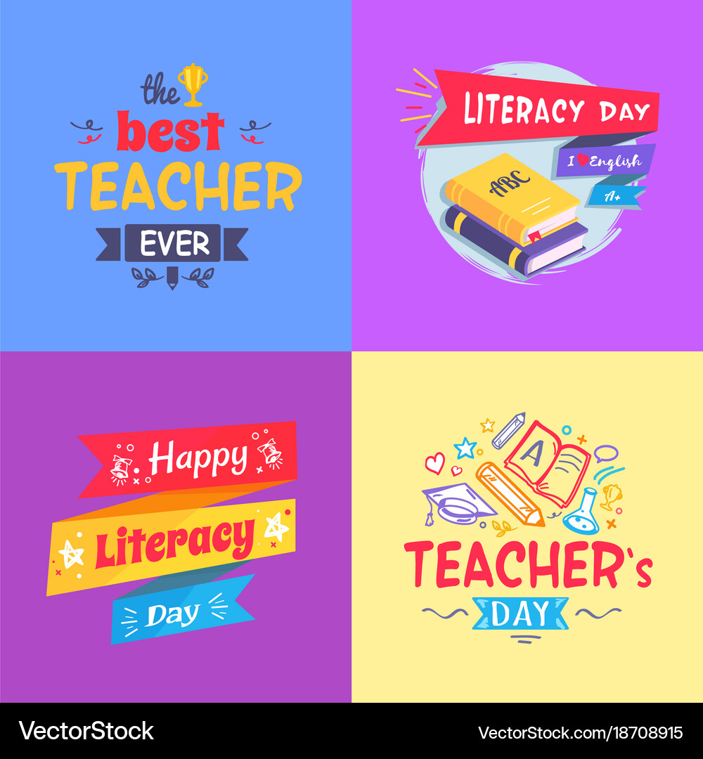 Best teacher ever poster set Royalty Free Vector Image