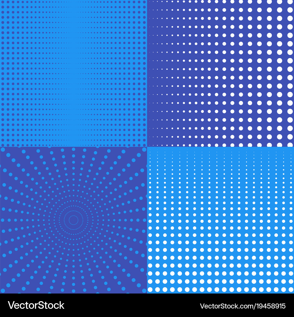 Blue Dot Halftone Patterns Royalty Free Vector Image