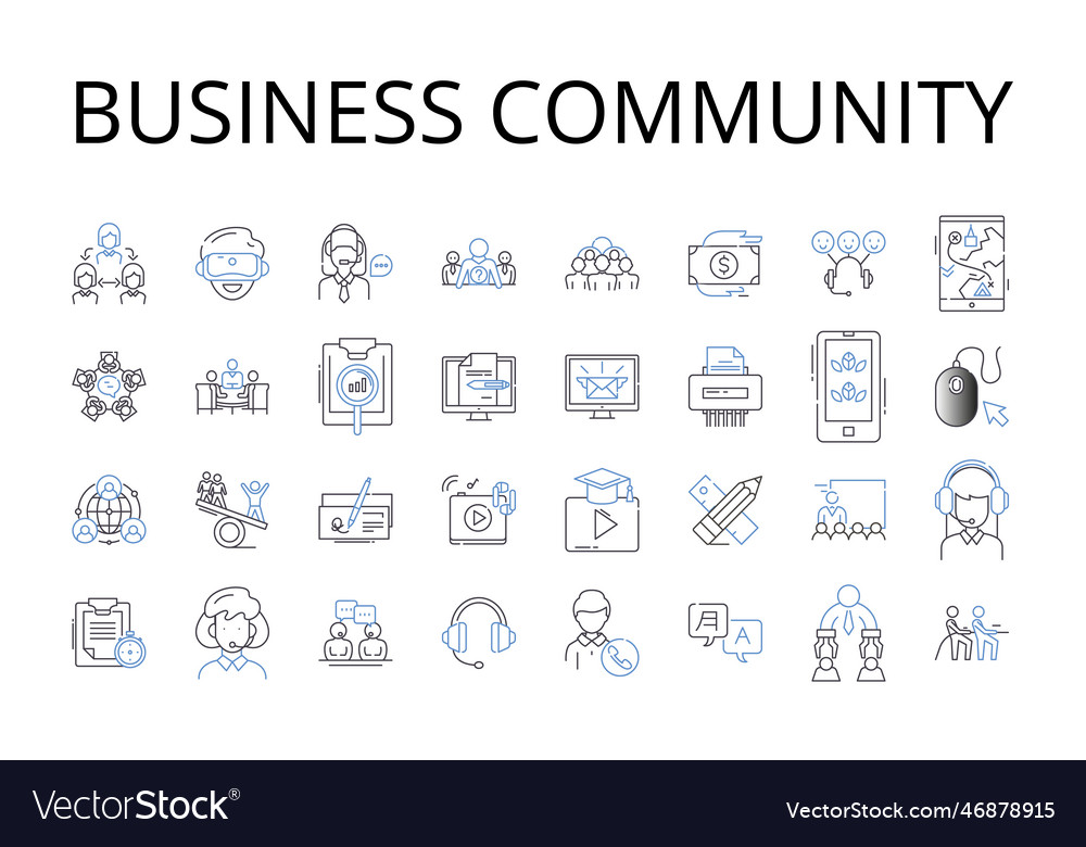 Business community line icons collection Vector Image