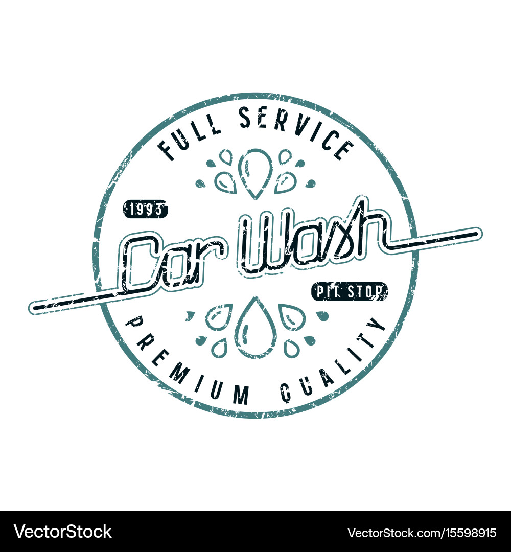 Car wash round emblem Royalty Free Vector Image