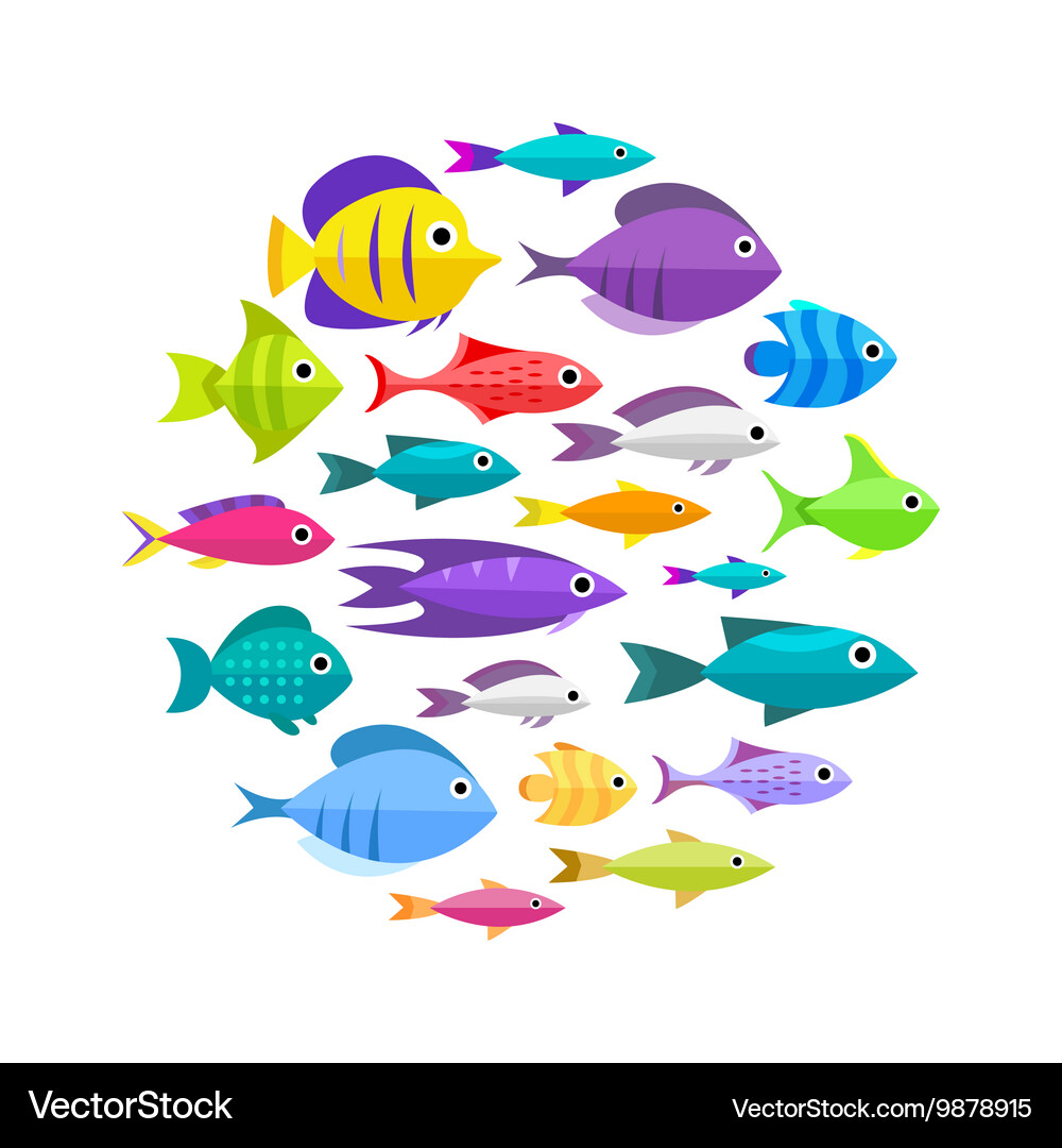 Cartoon fish collection background Royalty Free Vector Image