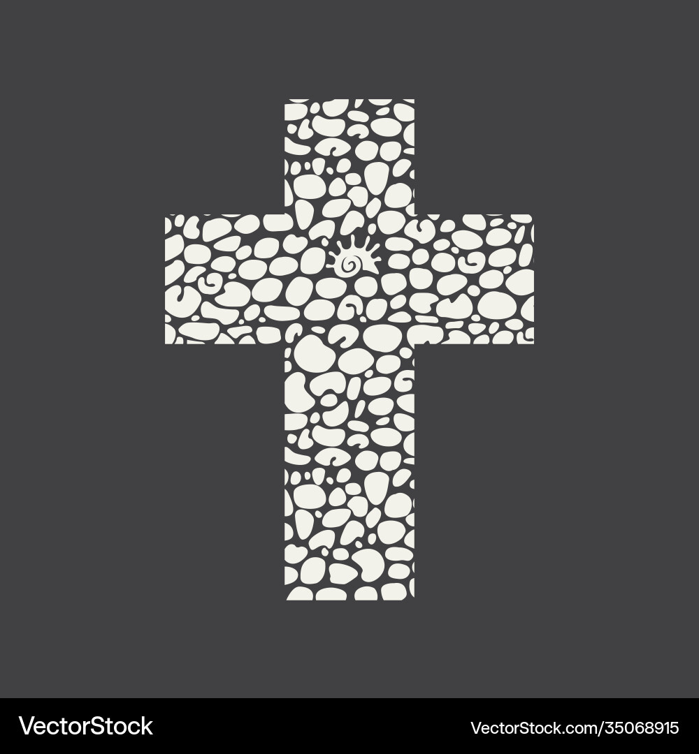 Christian cross with abstract pebble texture Vector Image