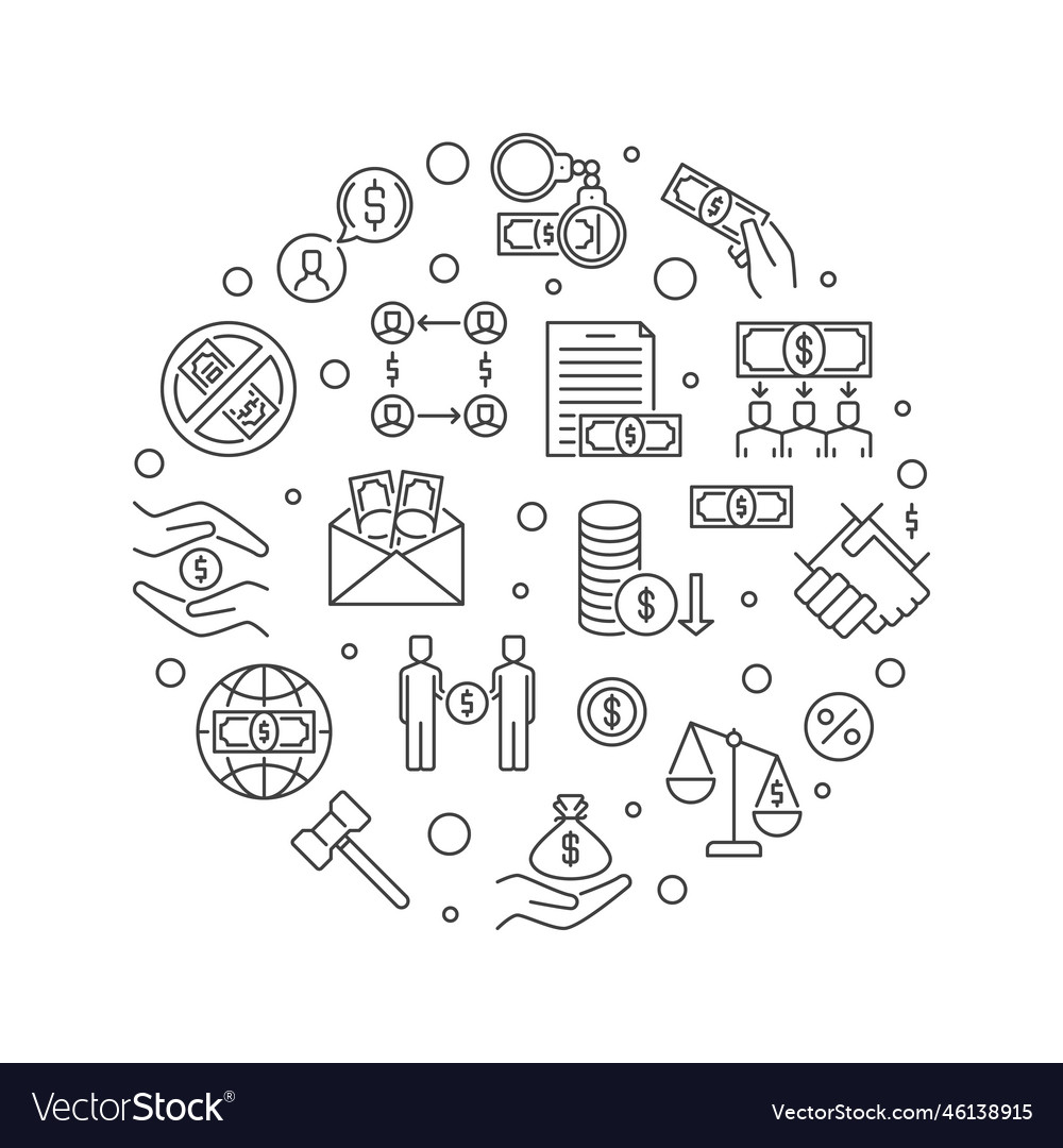 Corruption and bribery outline circular banner Vector Image
