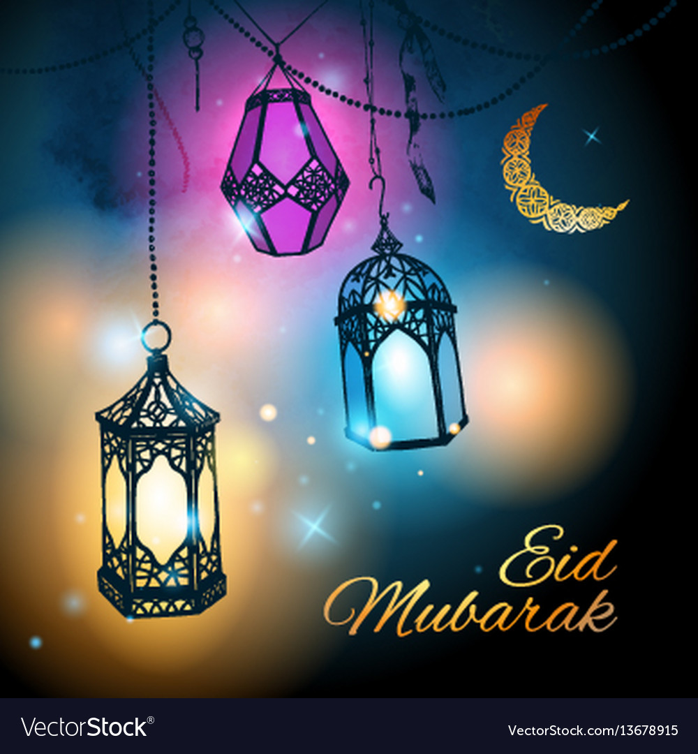 Eid Mubarak Greeting Card Template Royalty Free Vector Image