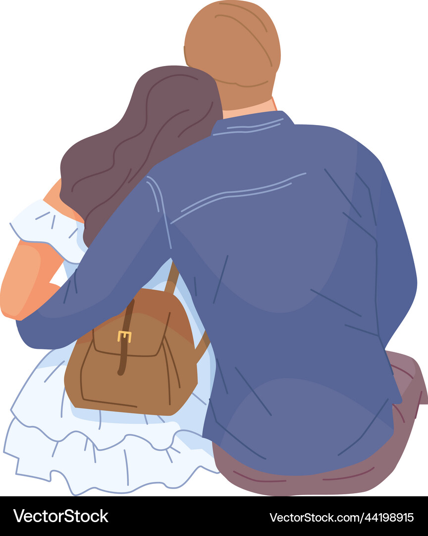 Happy couple hug back view romantic relationship Vector Image