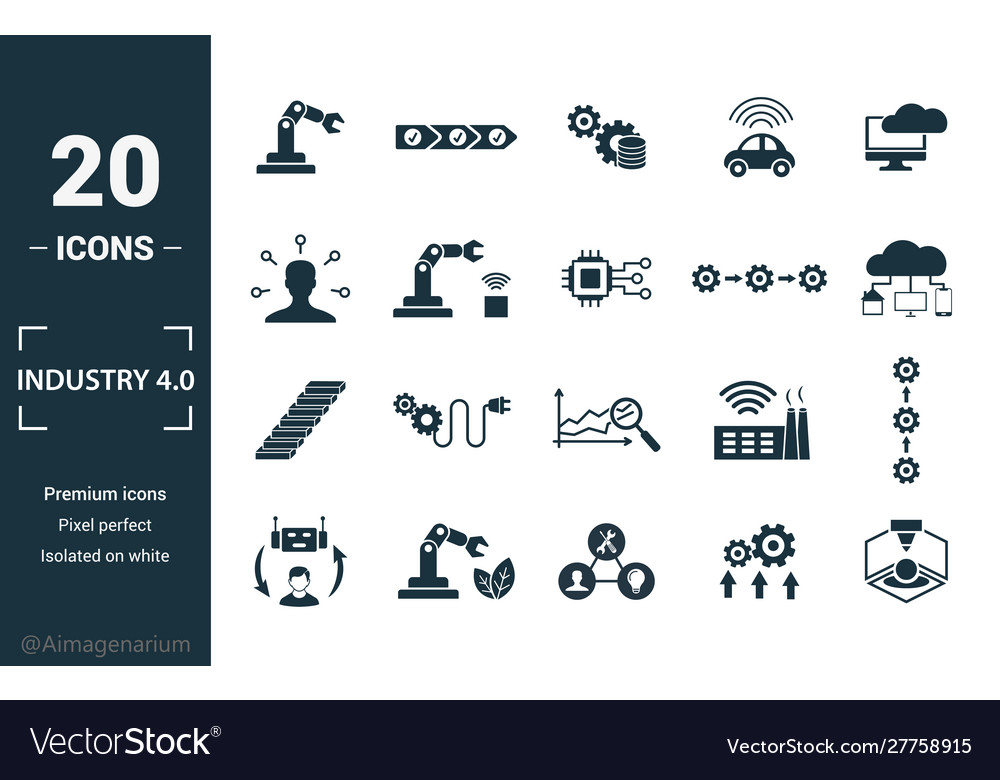 Industry 40 icon set include creative elements Vector Image