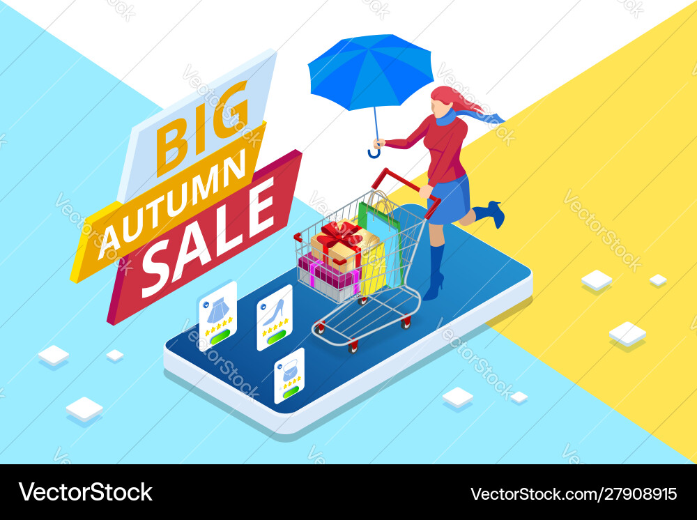Isometric design templates collection autumn Vector Image