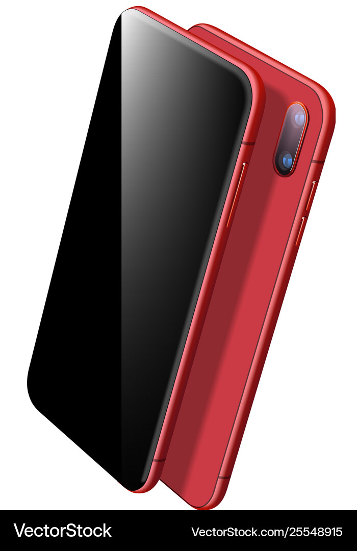 Red smartphone mockup isolated on white Royalty Free Vector