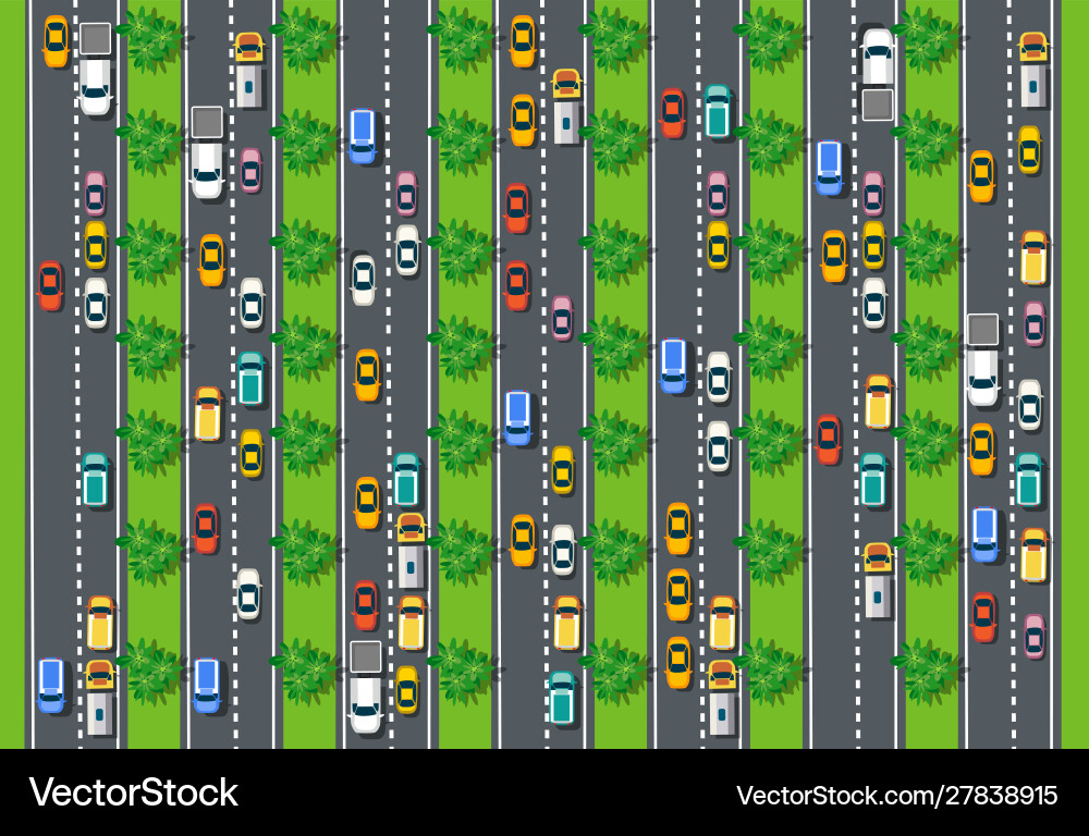 Road top view with highways many different Vector Image