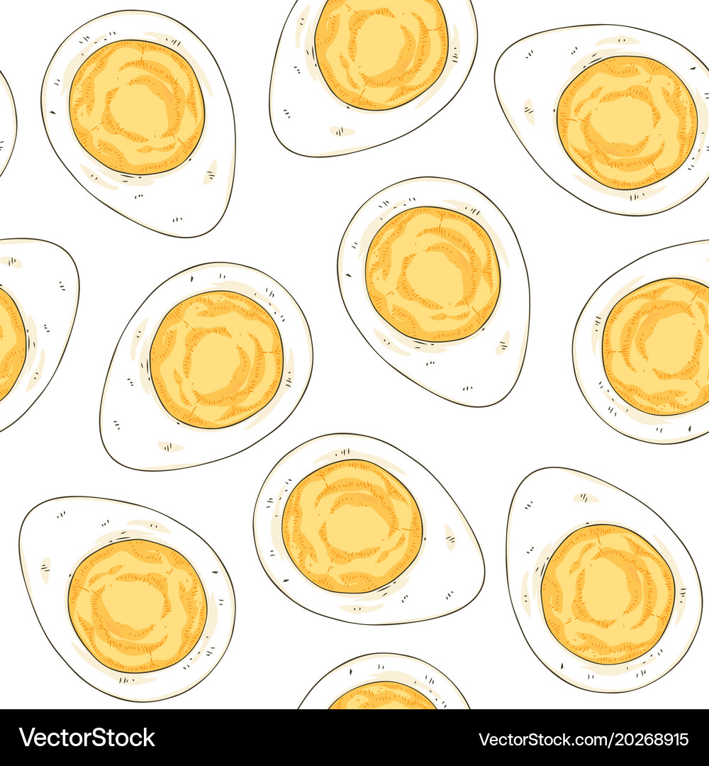 Seamless pattern with halves of boiled eggs Vector Image