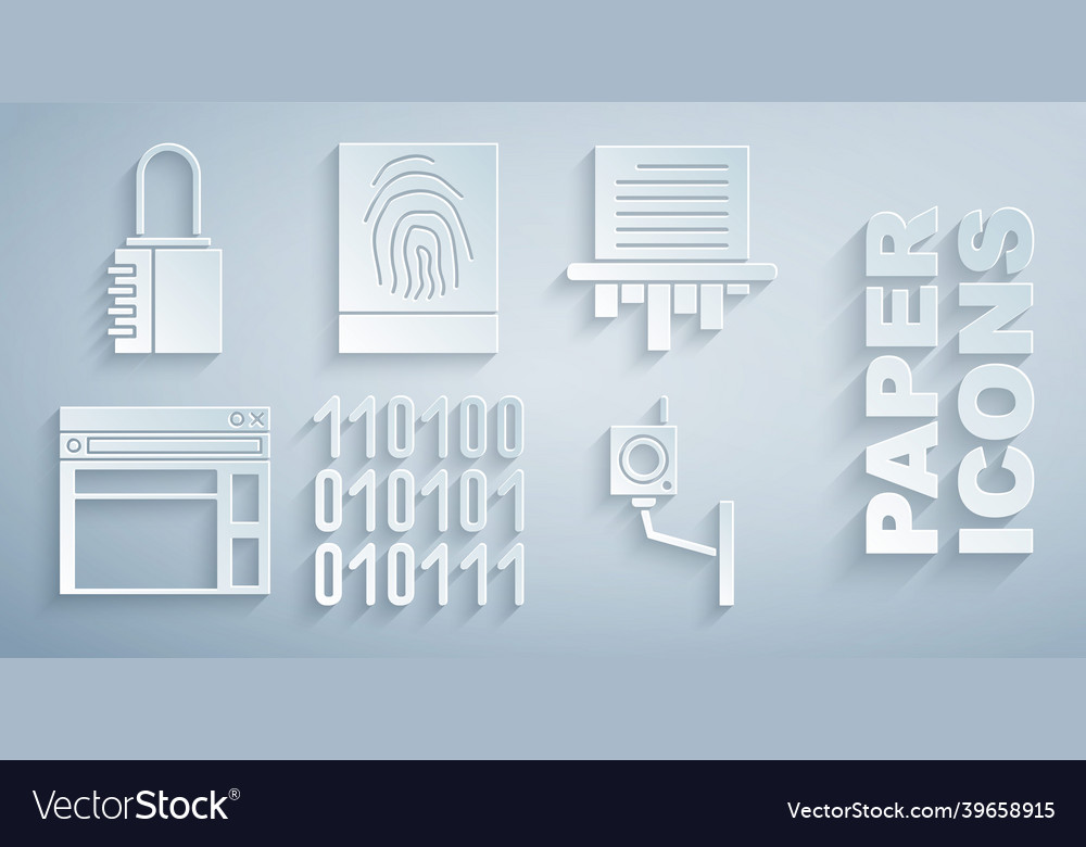 Set binary code paper shredder website template Vector Image