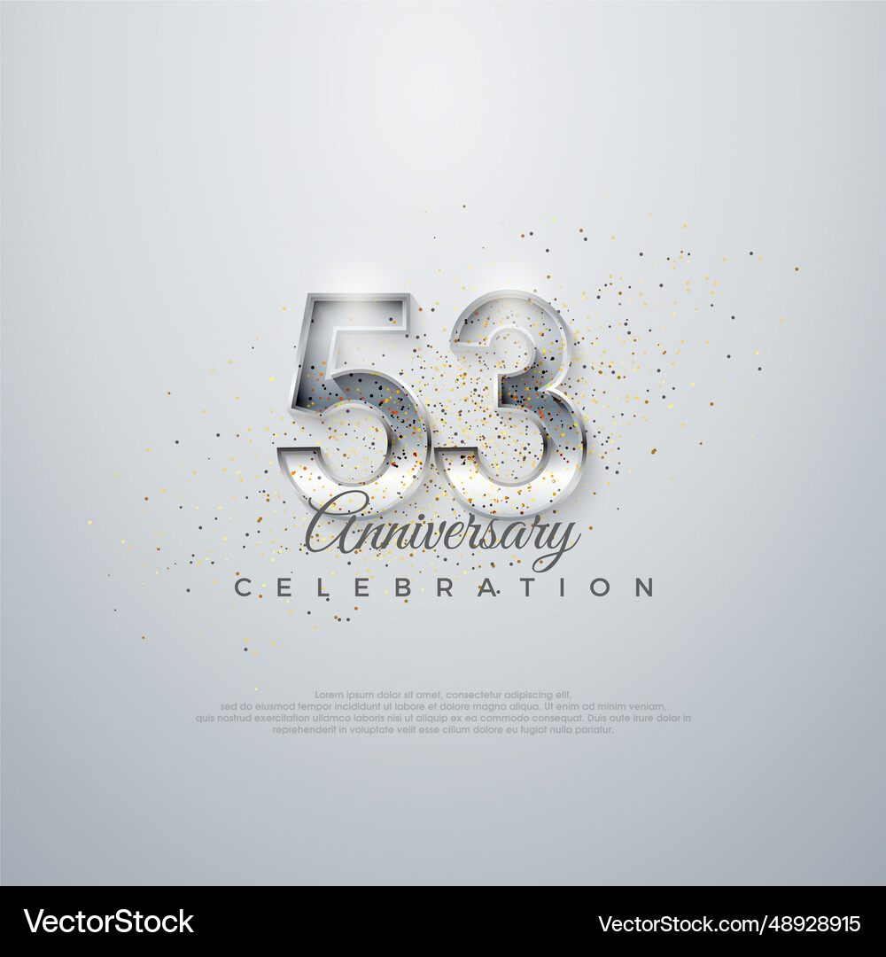 Silver elegant number 53rd on a glossy white Vector Image