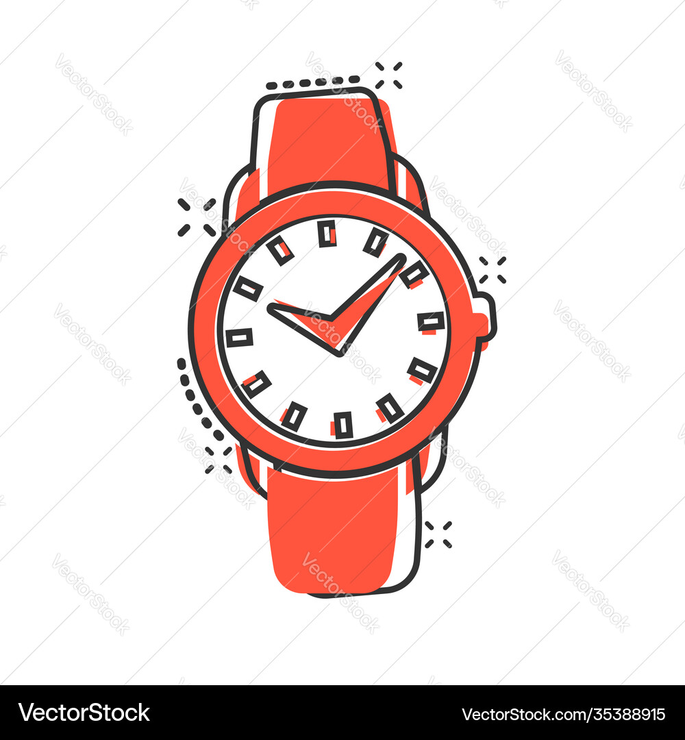 Wrist watch icon in comic style hand clock Vector Image