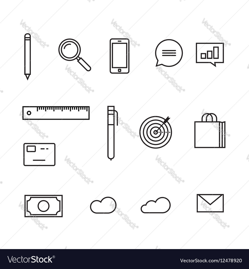 Analytics icons sketch line outline style Vector Image