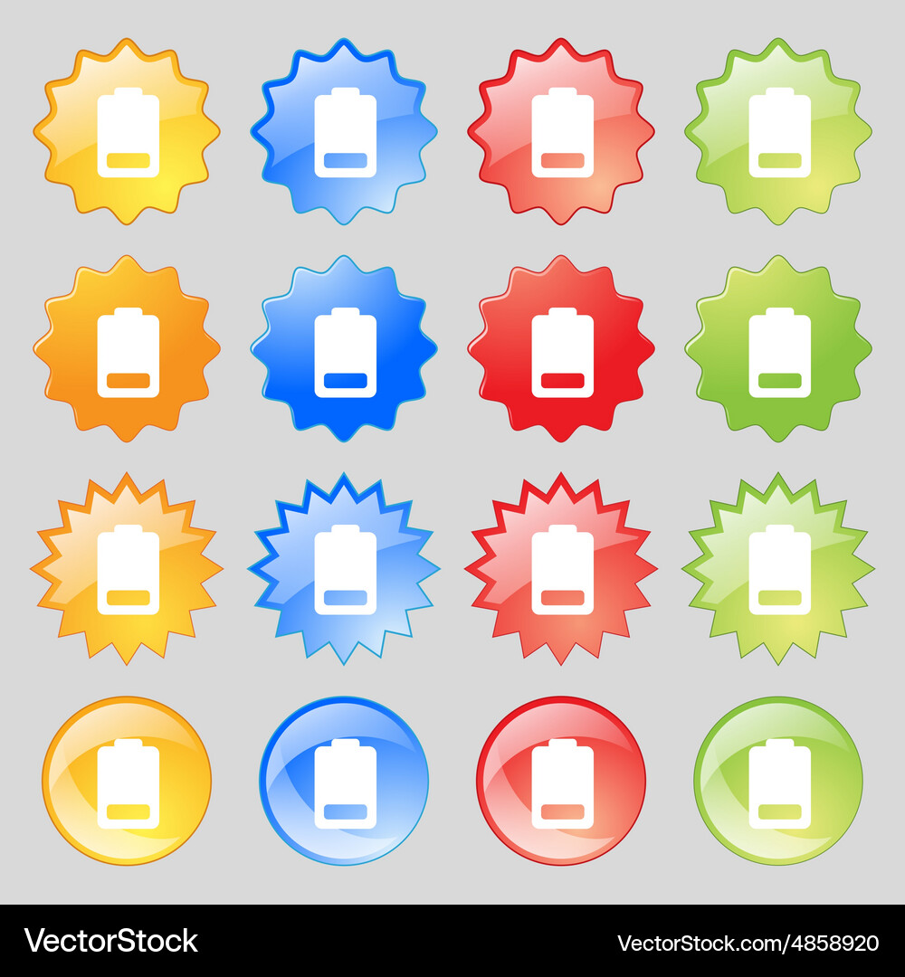 Battery low level electricity icon sign set from Vector Image