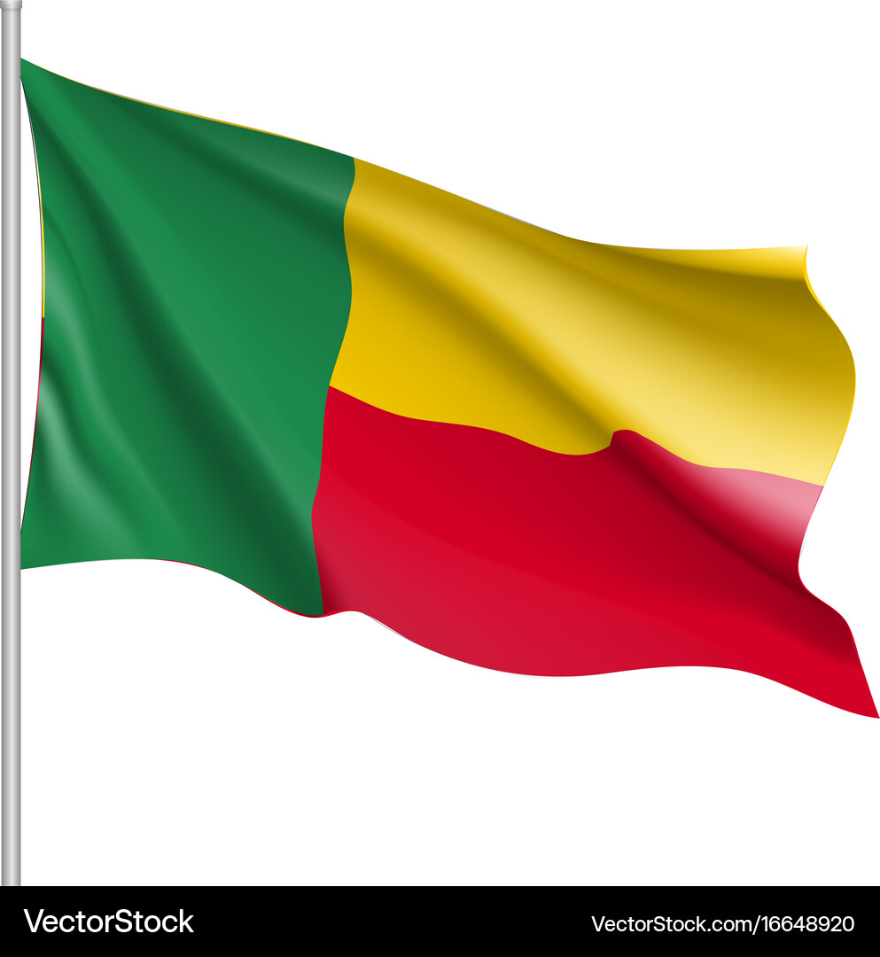 Benin realistic flag Royalty Free Vector Image