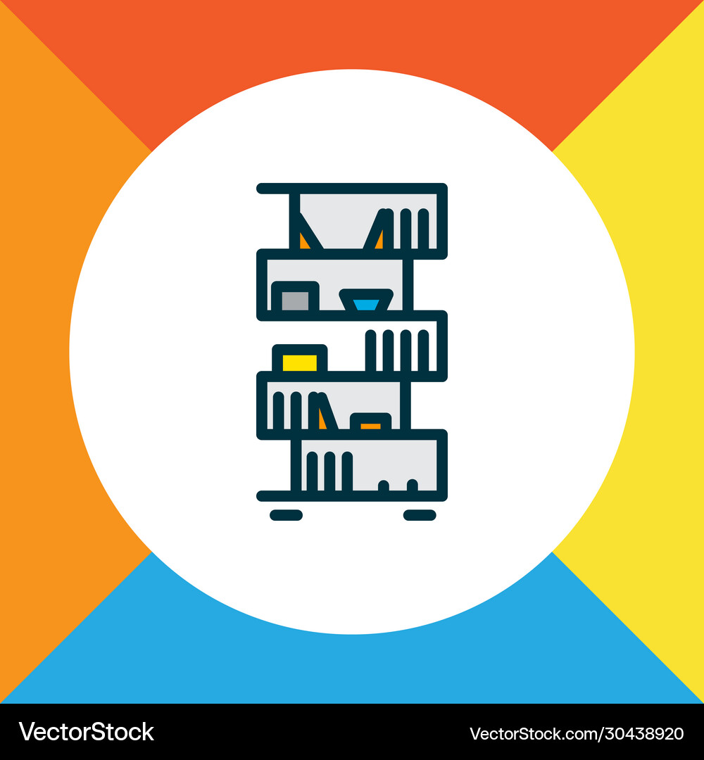 Bookshelf icon colored line symbol premium Vector Image