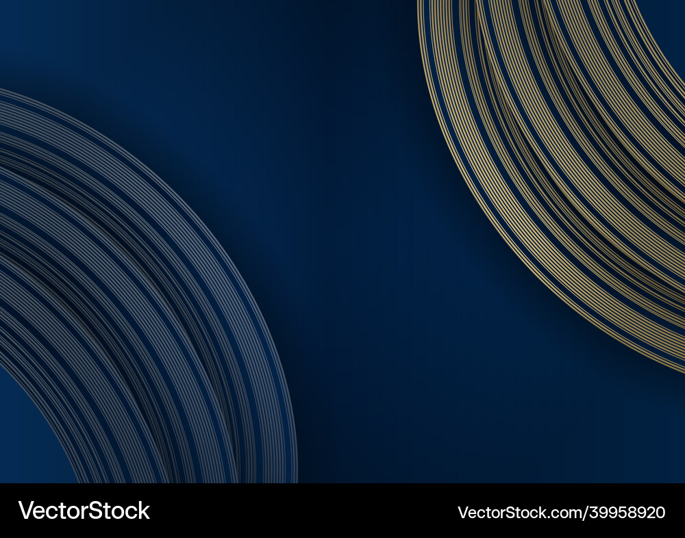 Dark blue background with gold shiny line Vector Image