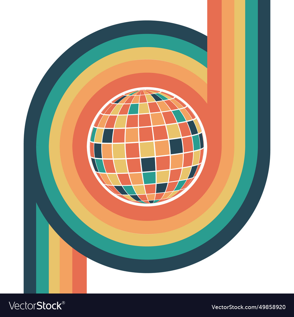 Disco Ball Groovy Template For Postcard Poster Vector Image