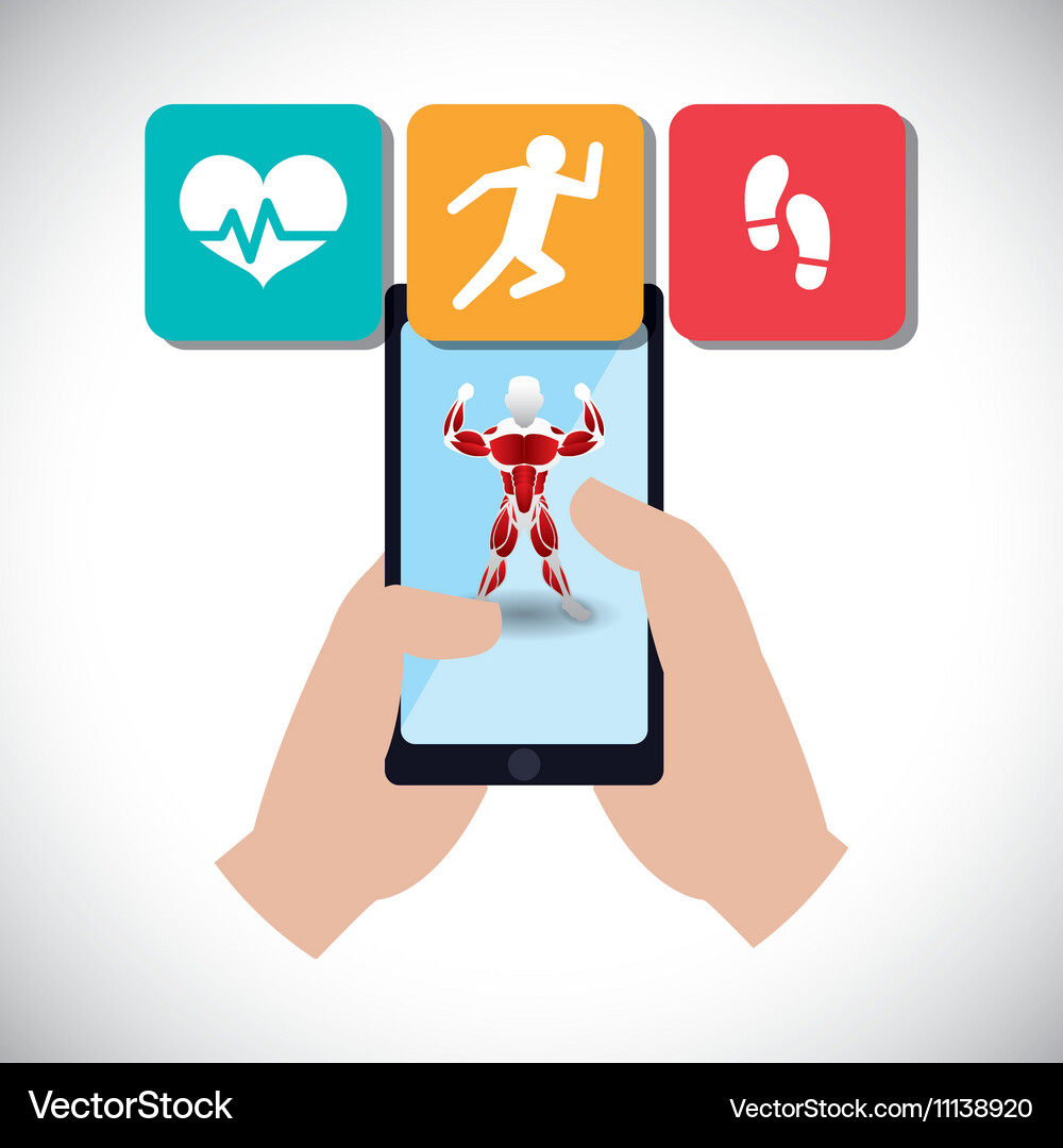 Fitness app technology icons Royalty Free Vector Image