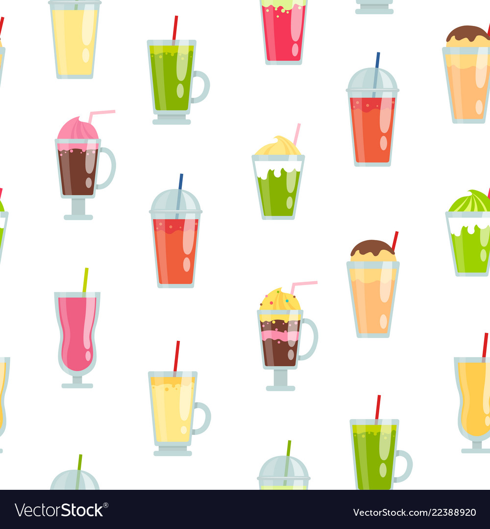 Flat smoothie elements pattern or Royalty Free Vector Image