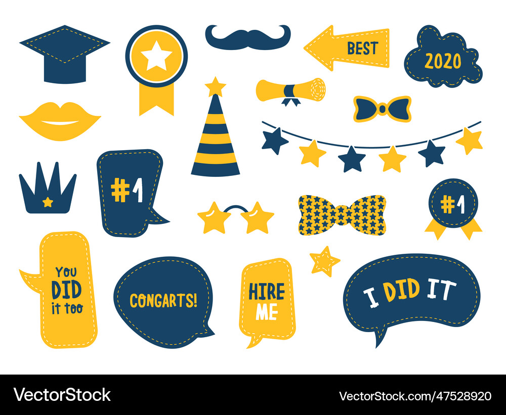 Graduation Photo Booth Props Set Royalty Free Vector Image