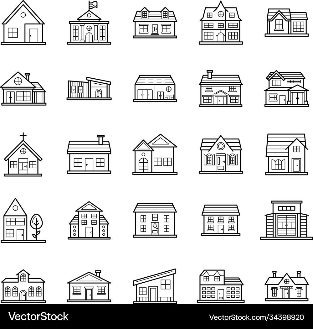 House designs icons collection Royalty Free Vector Image