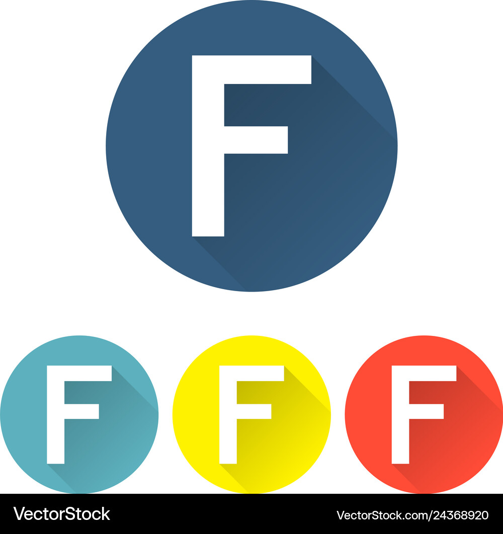 Letter f in a flat on colored backgrounds Vector Image