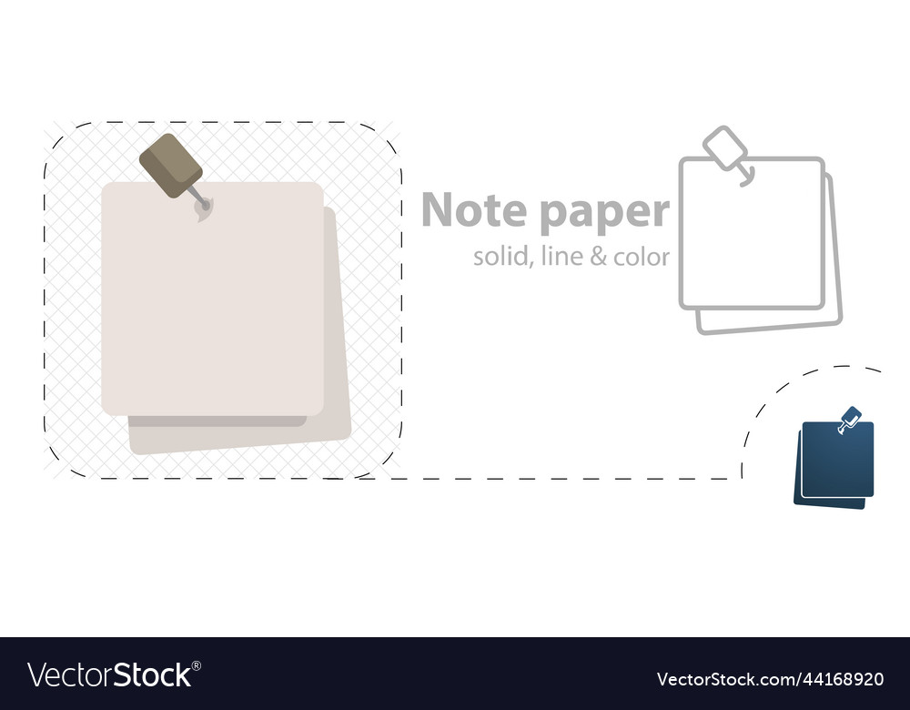 Note paper with pushbutton isolated flat Vector Image