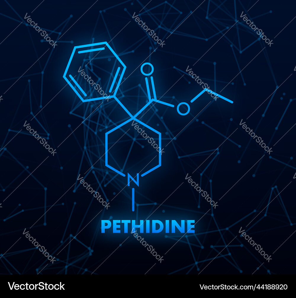 Pethidine concept chemical formula icon label Vector Image
