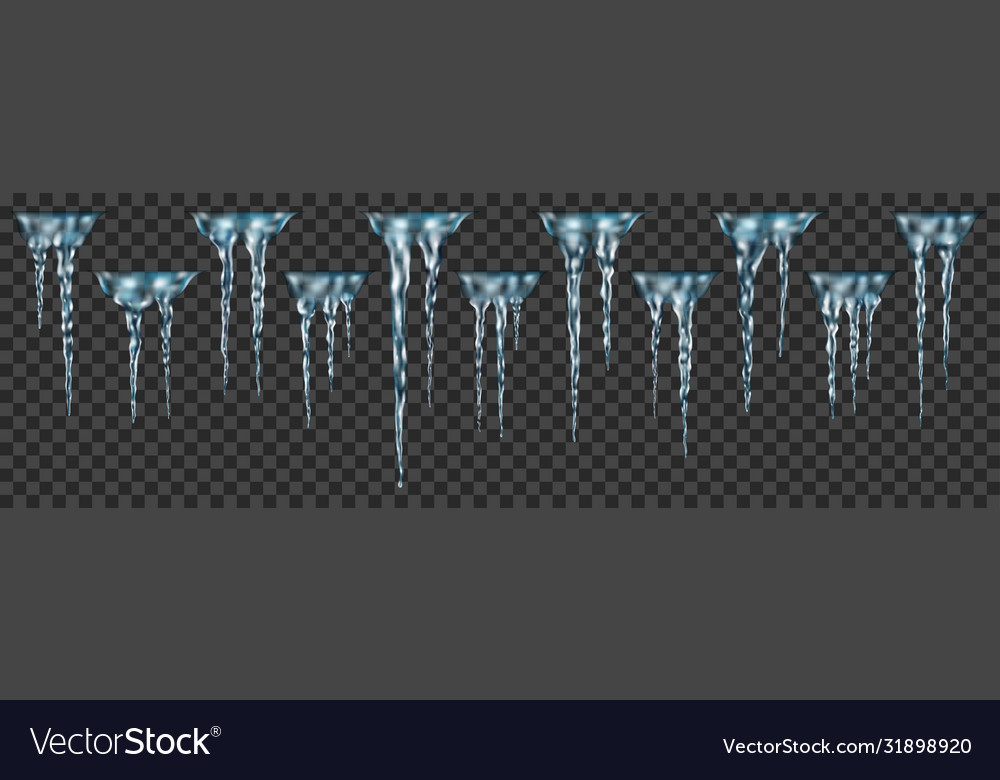 Set groups translucent icicles Royalty Free Vector Image