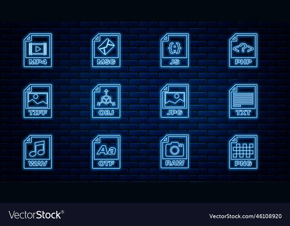 Set line png file document txt js obj tiff Vector Image Set line png file document txt js obj tiff Vector Image