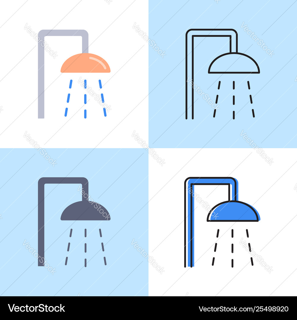 Shower icon set in flat and line style Royalty Free Vector