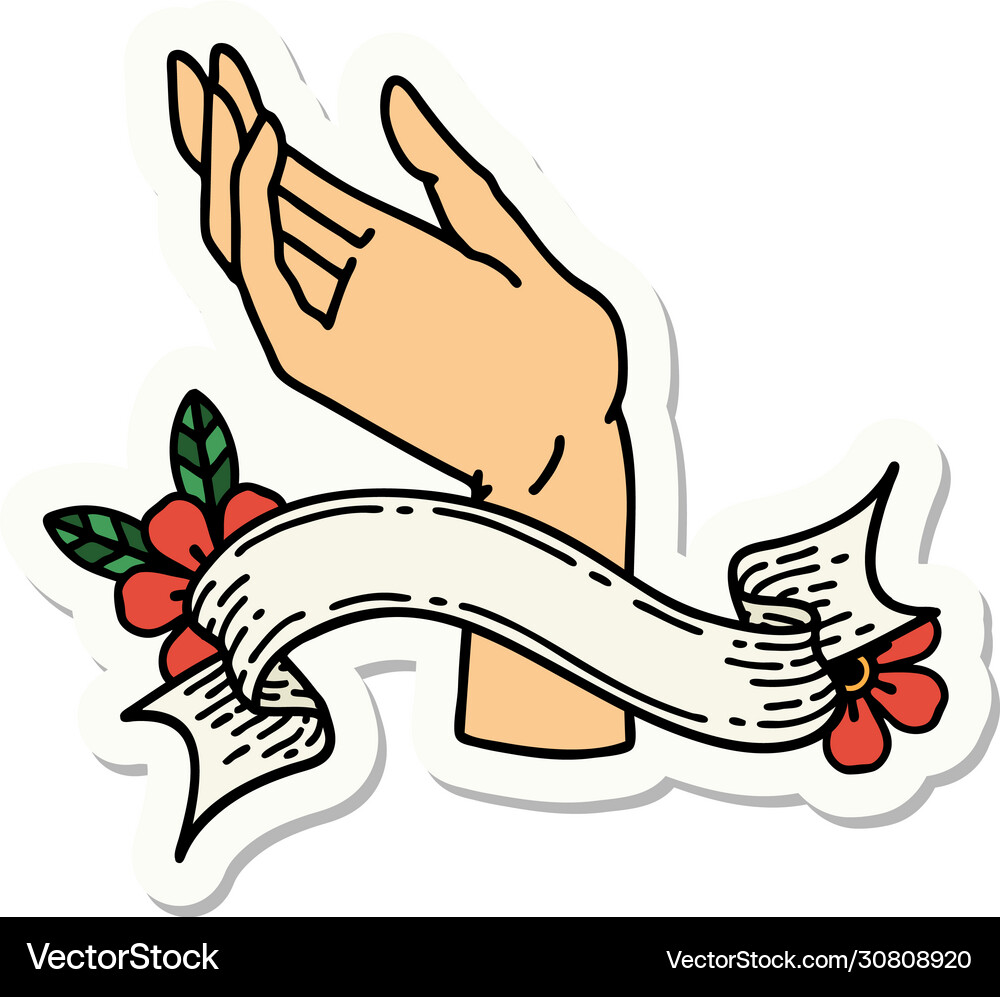 Tattoo sticker with banner a hand Royalty Free Vector Image