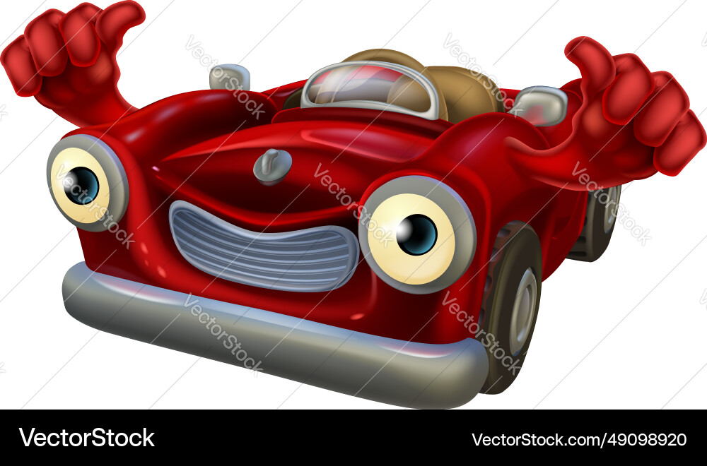 Thumbs up cartoon car Royalty Free Vector Image