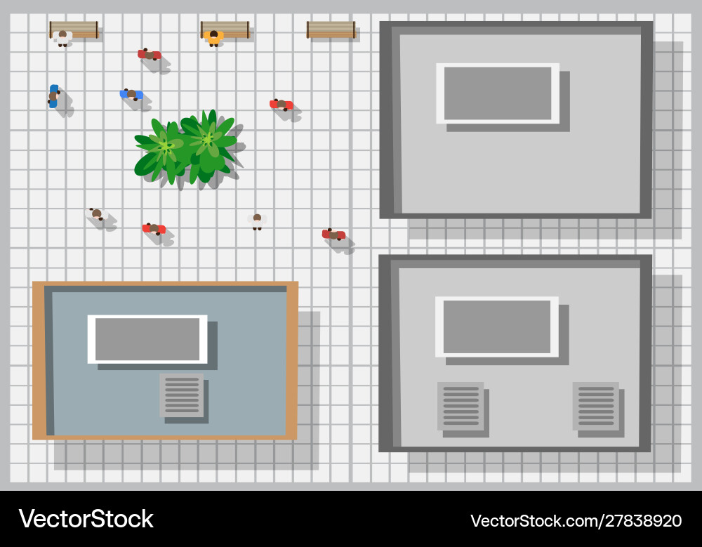 Top view houses and streets with tree Royalty Free Vector