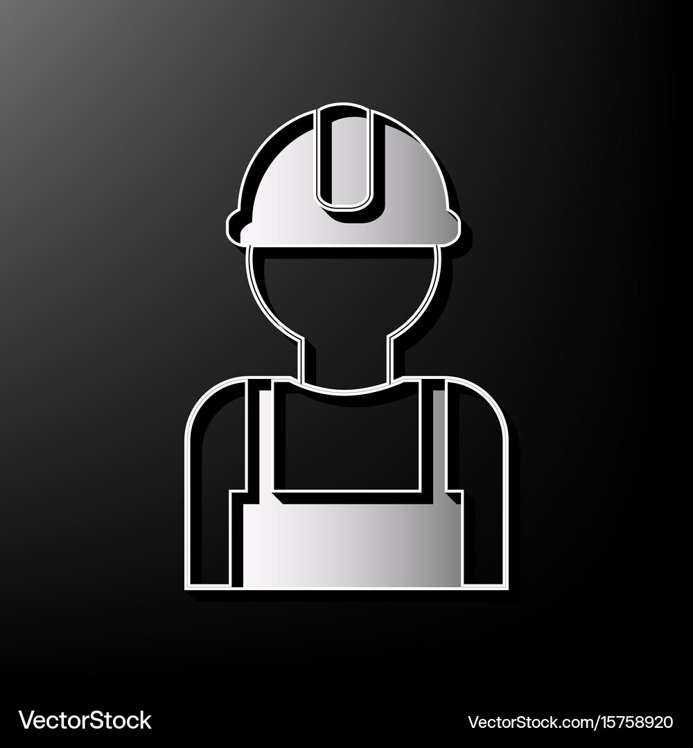 Worker sign gray 3d printed icon on black Vector Image